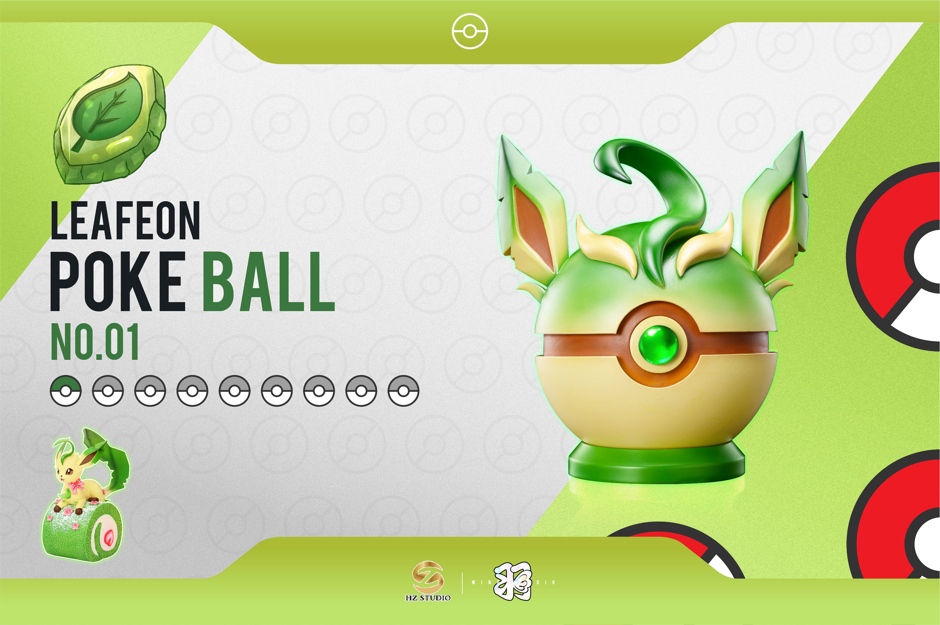 WING x HZ STUDIO – POKEMON: EEVEE POKE BALL SERIES 01. LEAFEON POKE BA ...